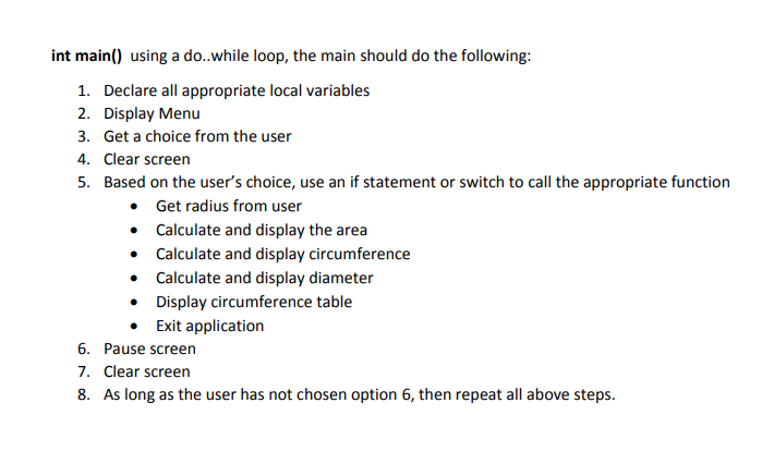 Solved Create a menu-driven application that takes the | Chegg.com