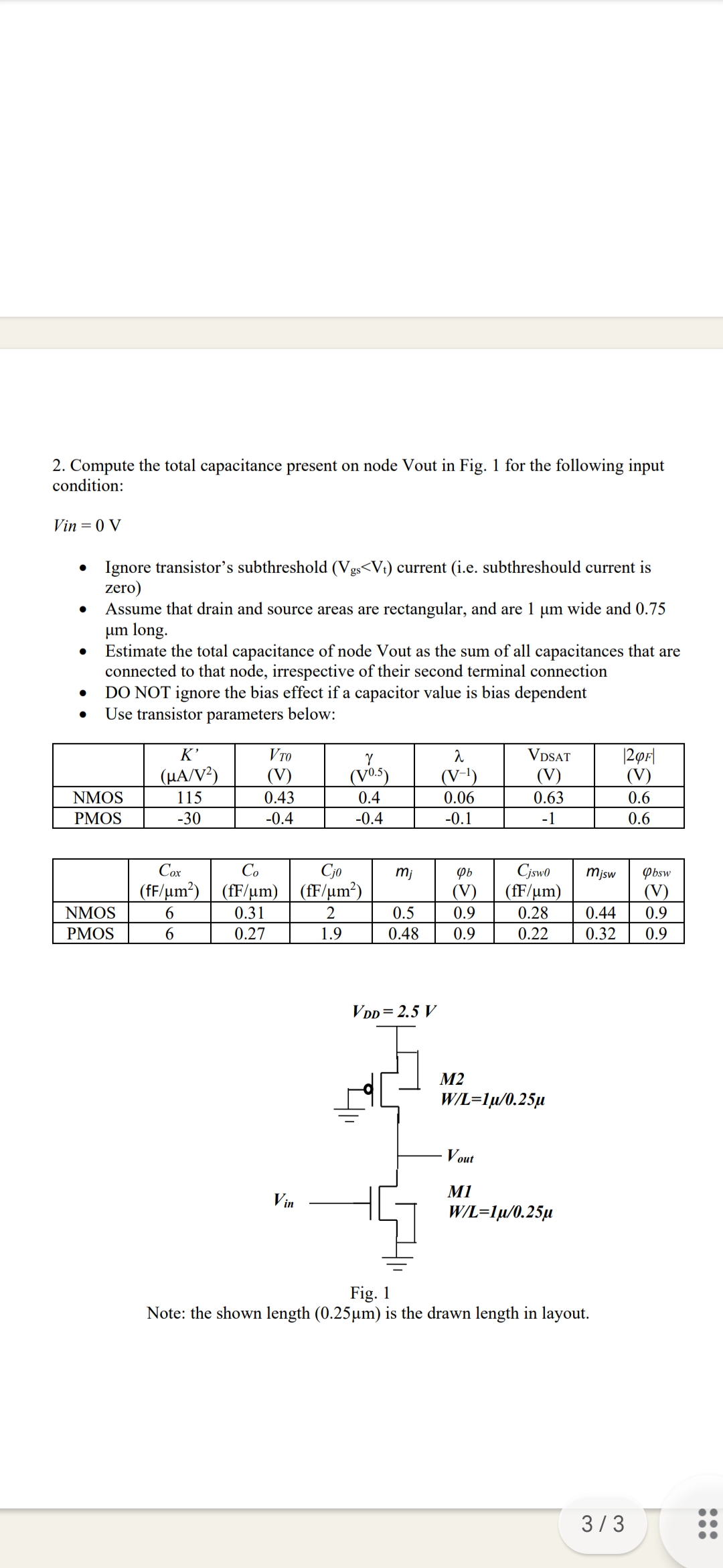 Solved 2. Compute the total capacitance present on node Vout | Chegg.com