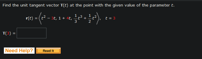 Solved Find the unit tangent vector T(t) at the point with | Chegg.com