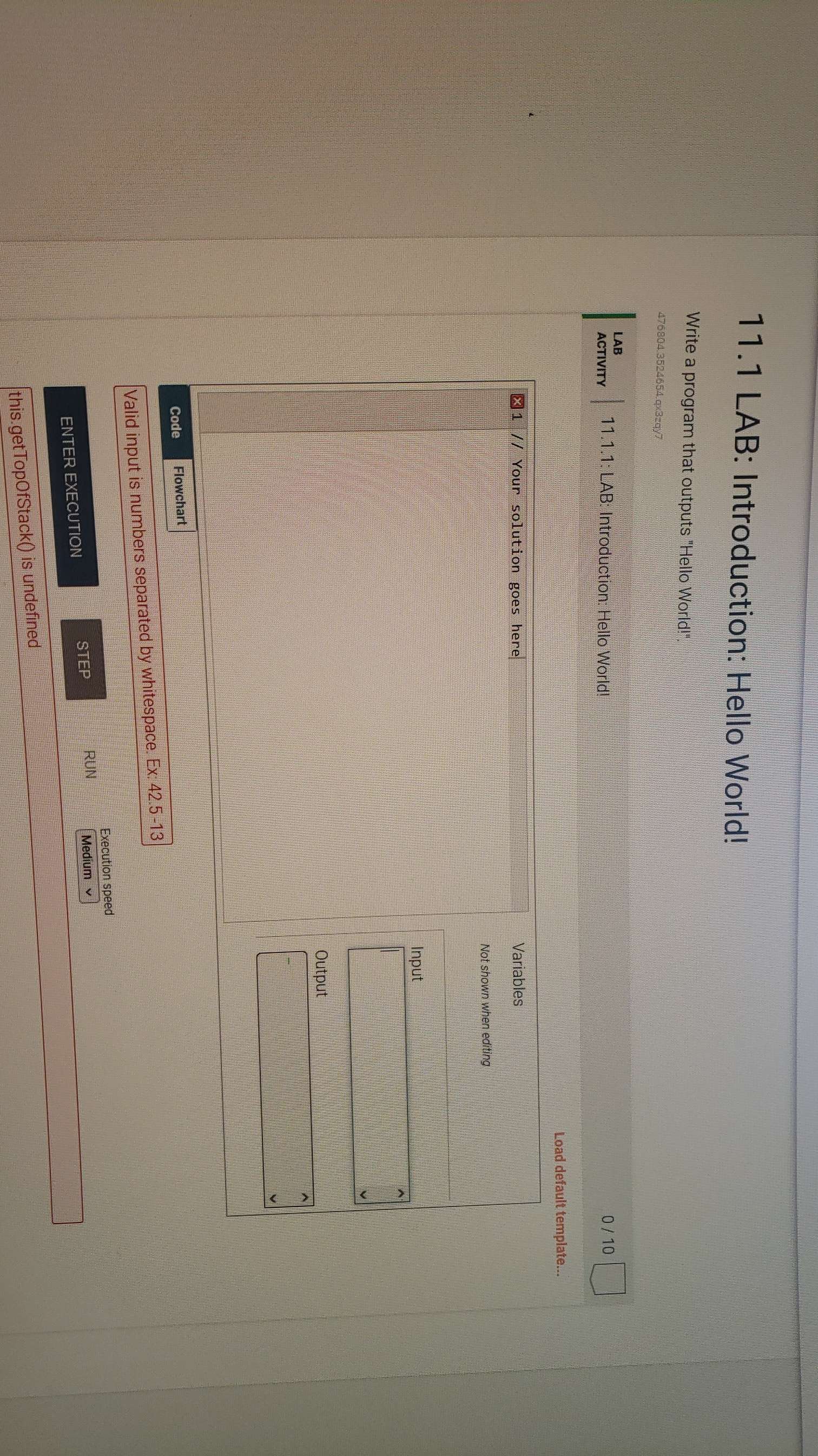 Solved 11.1 LAB: Introduction: Hello World! Really confused | Chegg.com
