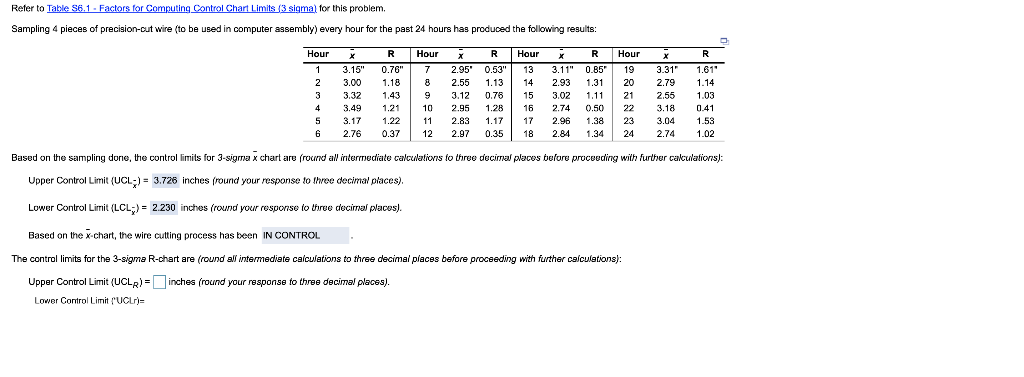 Solved Refer to Table 56.1 - Factors for Computing Control | Chegg.com