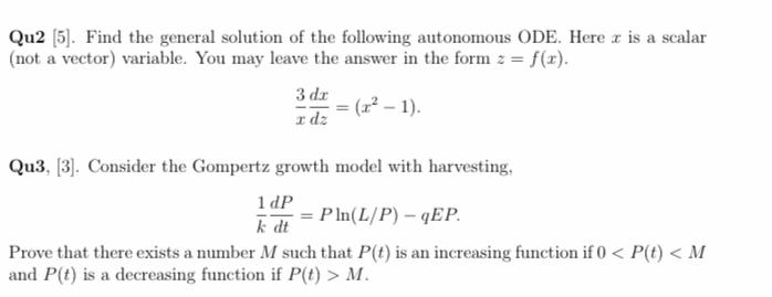 Solved Qu2 [5]. Find the general solution of the following | Chegg.com
