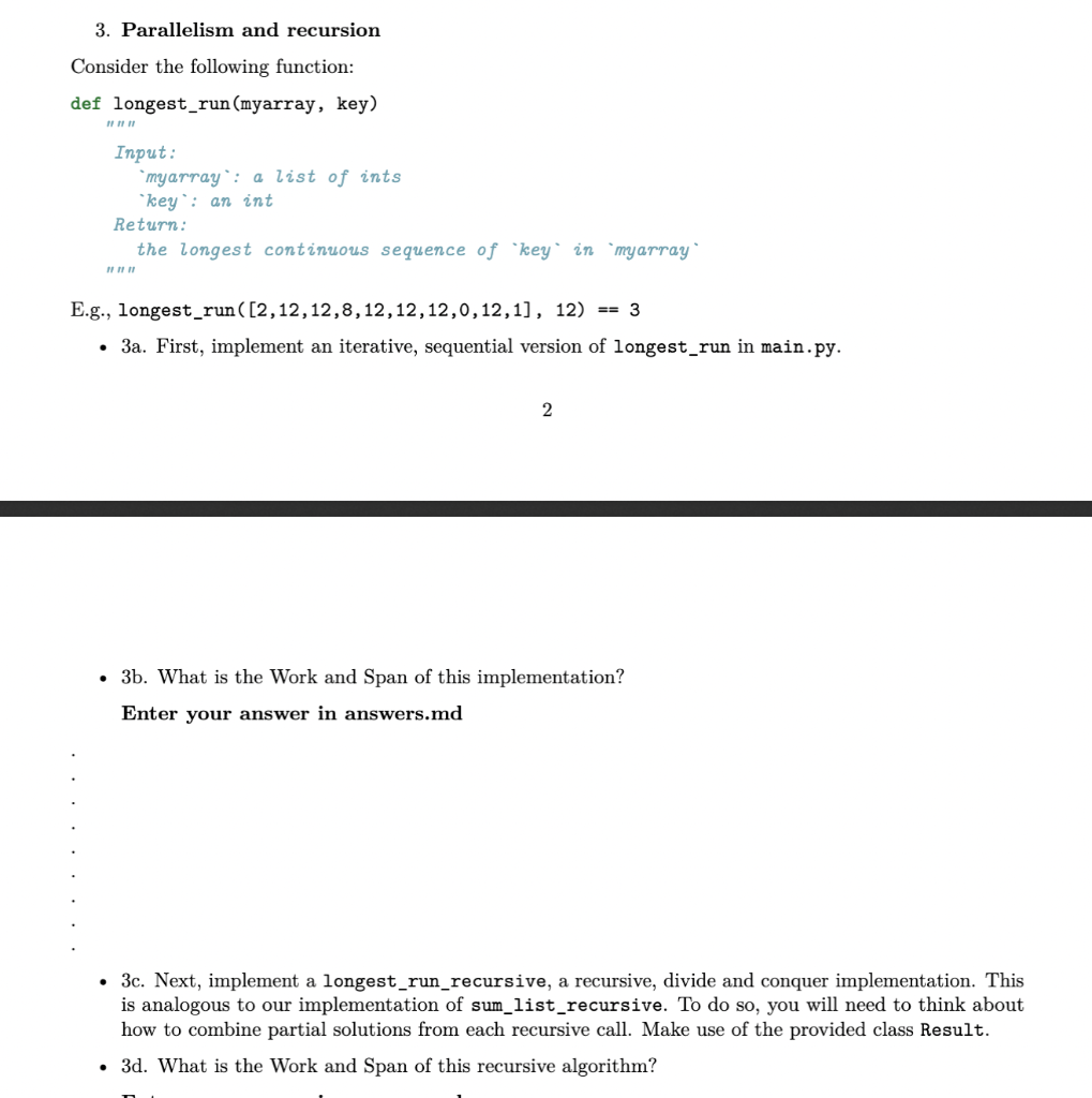 Solved 3. Parallelism and recursion Consider the following | Chegg.com