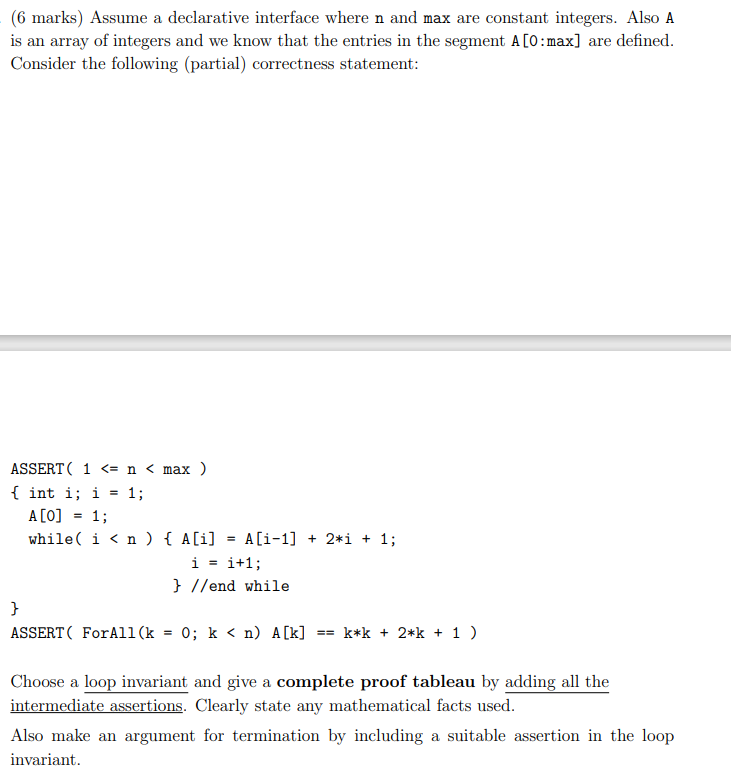 Solved (6 marks) Assume a declarative interface where n and | Chegg.com