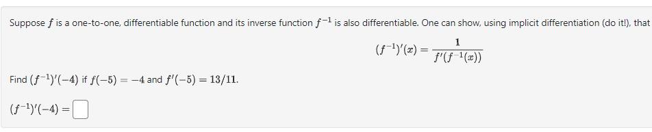 Solved Suppose F Is A One To One Differentiable Function