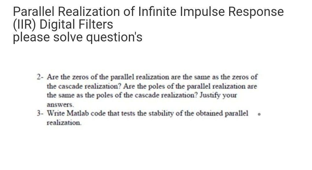 Parallel Realization of Infinite Impulse Response | Chegg.com