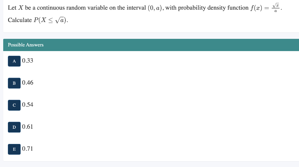 Solved Let X Be A Continuous Random Variable On The Interval 