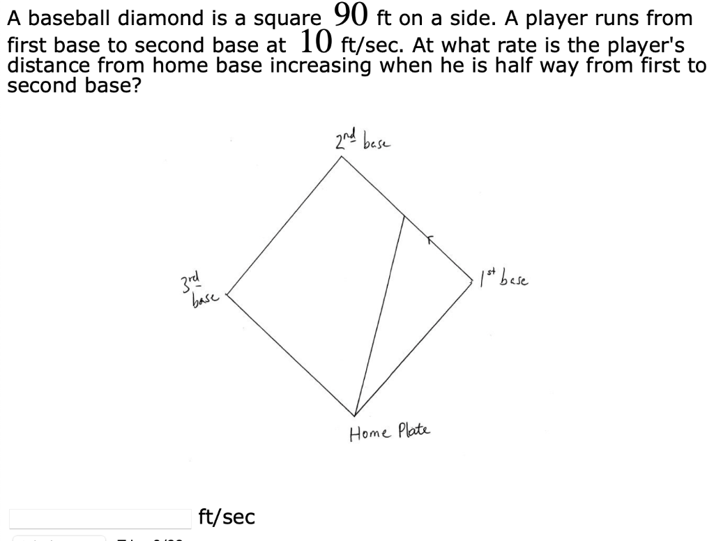 Solved A baseball diamond is a square 90ft on a side. A | Chegg.com