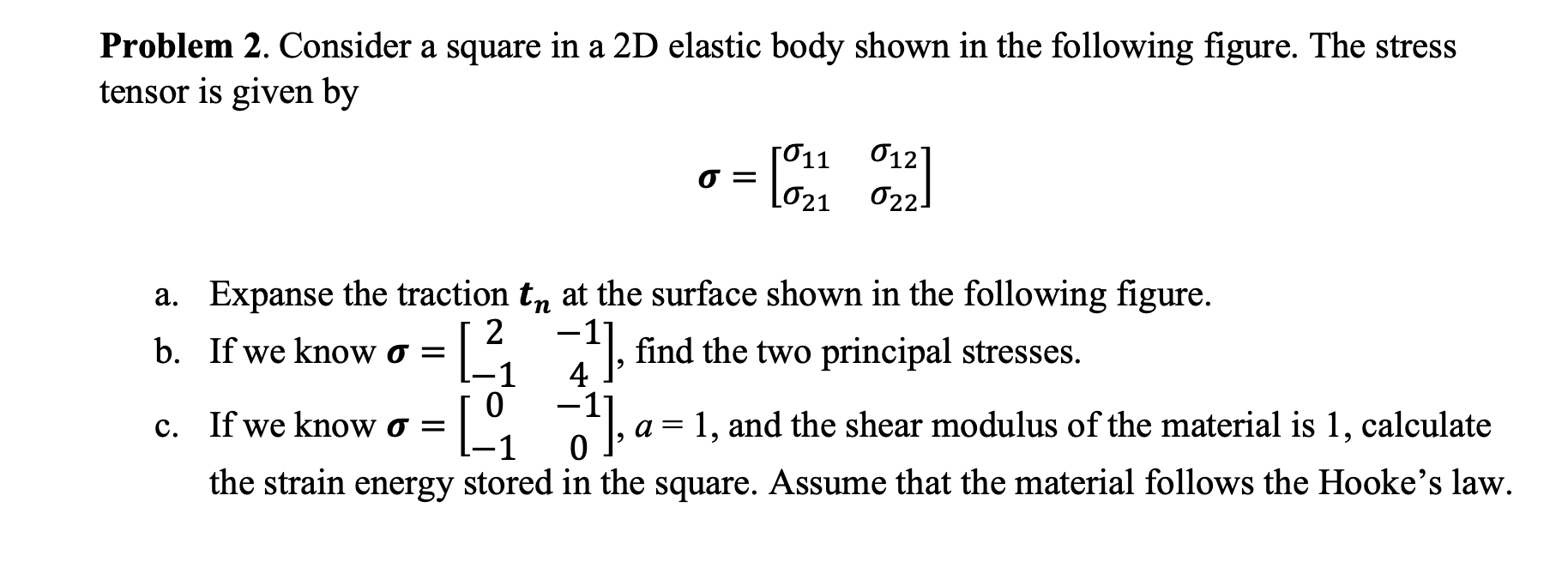 Solved Problem 2. Consider a square in a 2D elastic body | Chegg.com