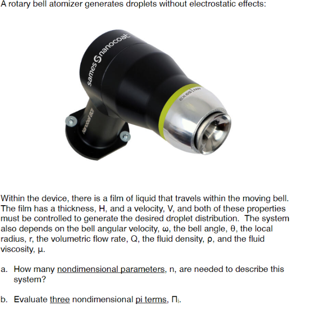 Solved A rotary bell atomizer generates droplets without | Chegg.com