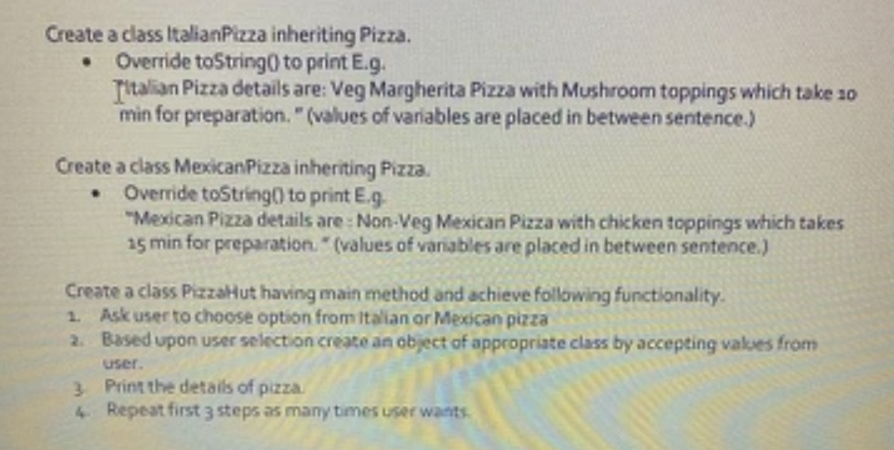 Solved Inheritance and method overriding name Create a class | Chegg.com