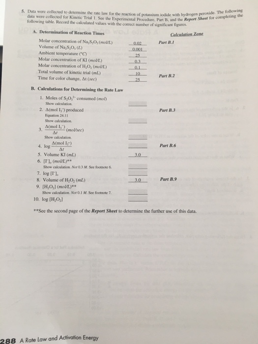Experiment 24 Prelaboratory Assignment A Rate Law and | Chegg.com
