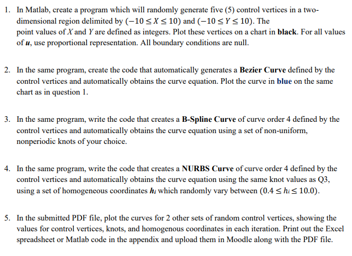 Solved 1. In Matlab, create a program which will randomly | Chegg.com