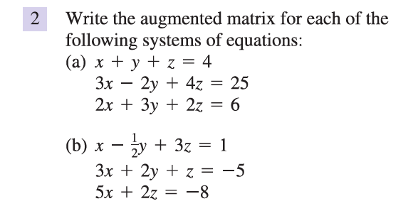 Solved Write the augmented matrix for each of the following | Chegg.com