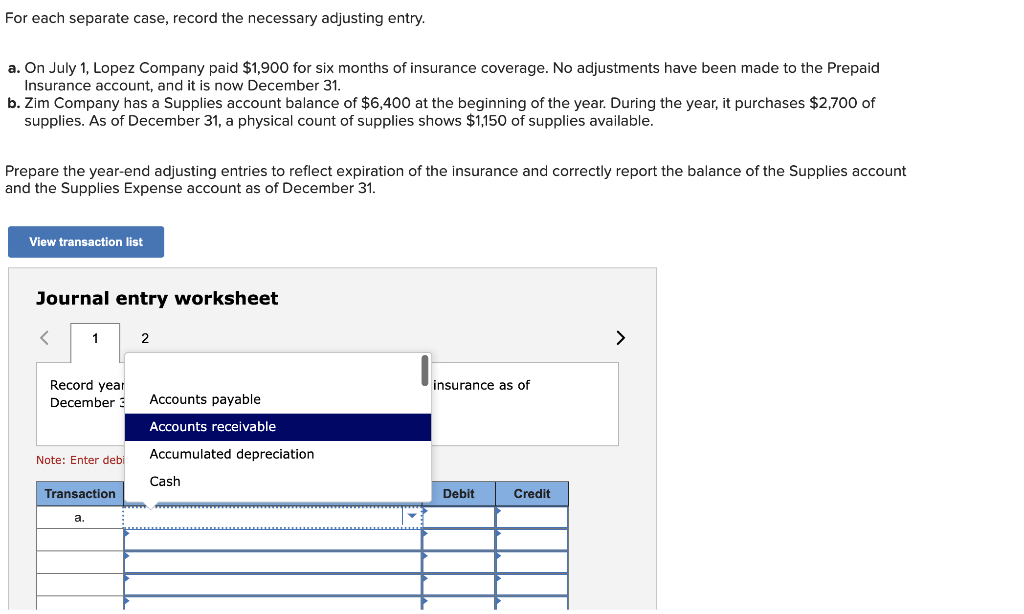 Solved Drop down menu options are accounts payable, | Chegg.com
