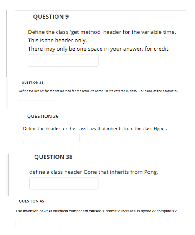 Questions Define The Class Get Method Header For