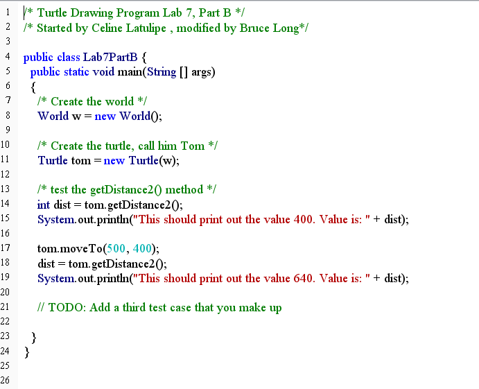3 6 7 1 \* Turtle Drawing Program Lab 7, Part B */ 2 | Chegg.com