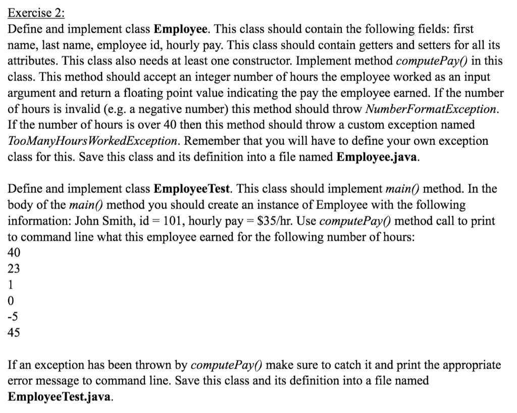 Solved Exercise 2: Define and implement class Employee. This | Chegg.com