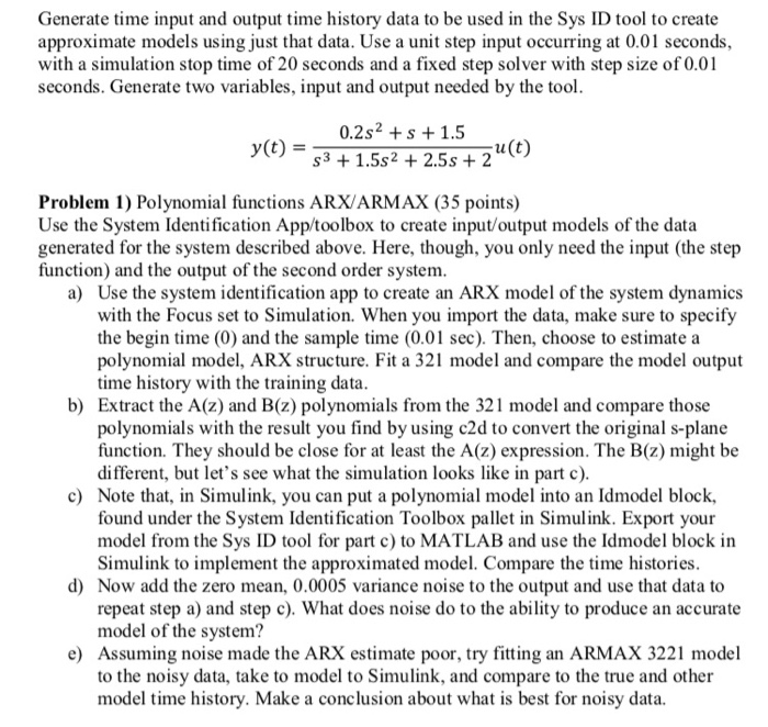 Generate time input and output time history data to | Chegg.com