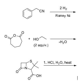 Solved 2 H2 CN Raney Ni ove + HO -H2O (2 equiv.) 1. HCI, | Chegg.com