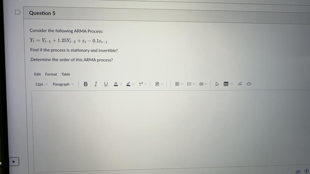 Solved Consider the following ARMA Process: | Chegg.com Solved Consider the following ARMA Process: | Chegg.com