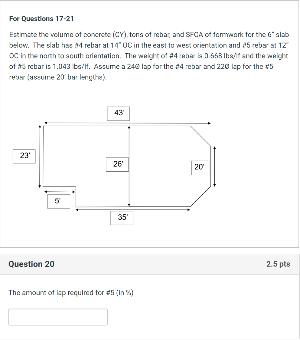 Solved For Questions 17-21 Estimate the volume of concrete | Chegg.com