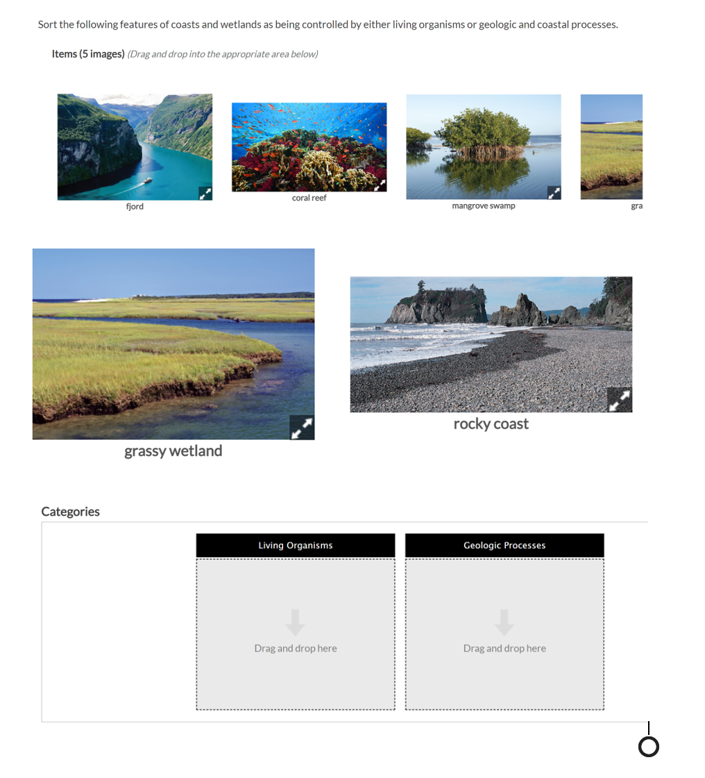 Solved Sort the following features of coasts and wetlands as | Chegg.com