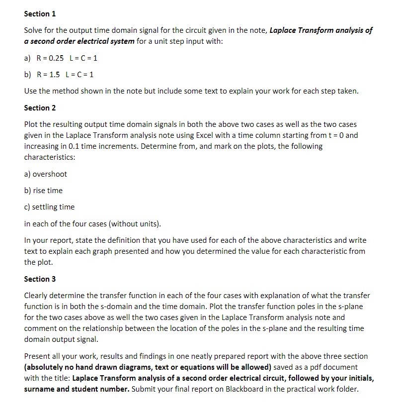 Solved Section 1Solve for the output time domain signal for | Chegg.com