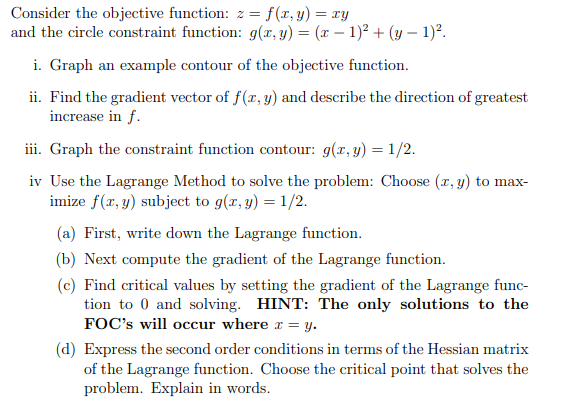 Solved Consider The Objective Function Z F X Y Xy And The