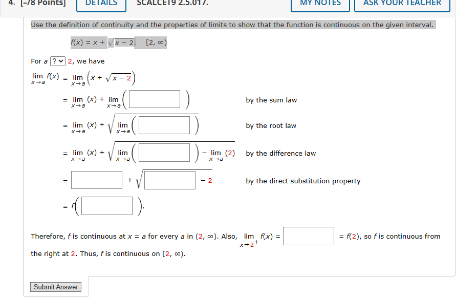 Solved Use the definition of continuity and the properties | Chegg.com