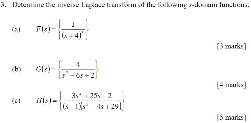Solved 3. Determine the inverse Laplace transform of the | Chegg.com