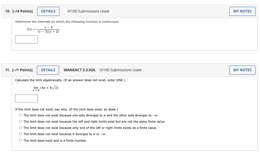 Solved [-/4 Points] 0/100 Submissions Used Determine the | Chegg.com