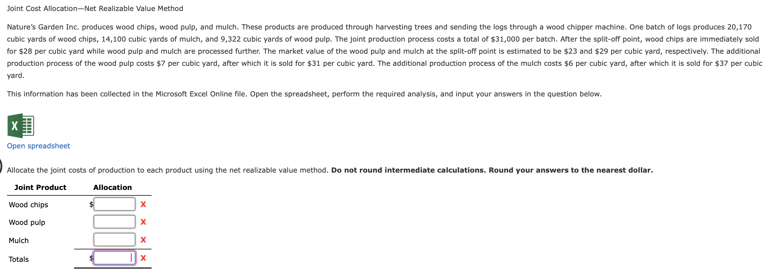 Solved Joint Cost Allocation-Net Realizable Value Method | Chegg.com