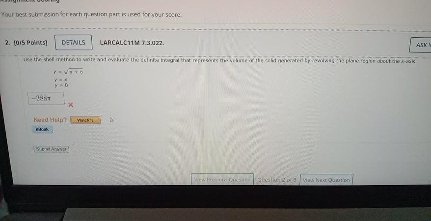 Solved Use the shell method to write and evaluate the | Chegg.com