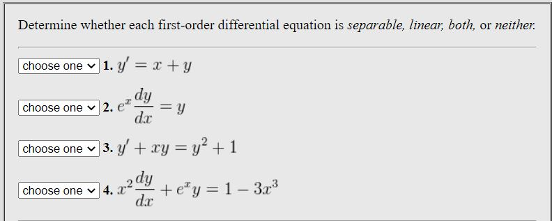 Solved Determine whether each first-order differential | Chegg.com