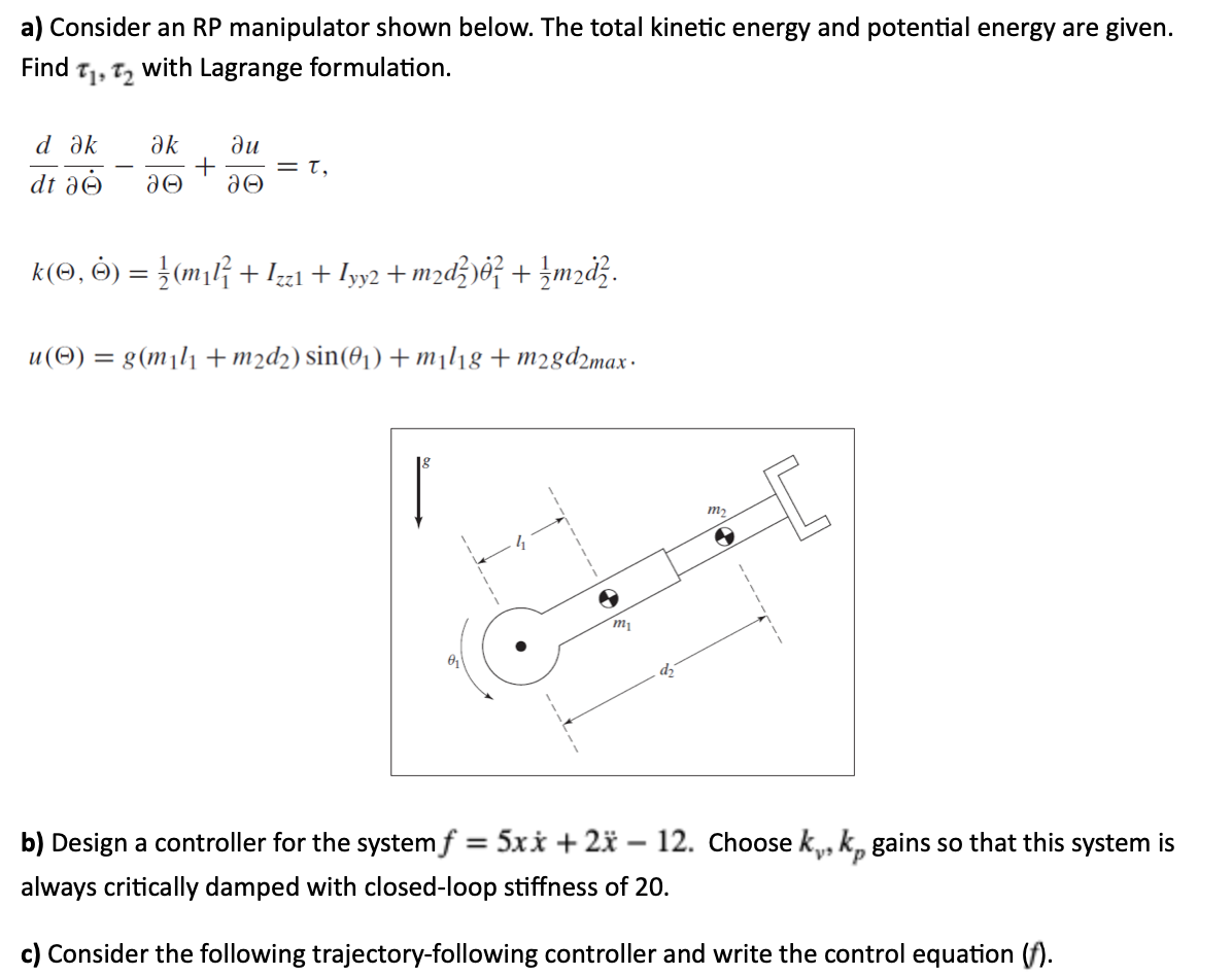 Solved a) Consider an RP manipulator shown below. The total | Chegg.com