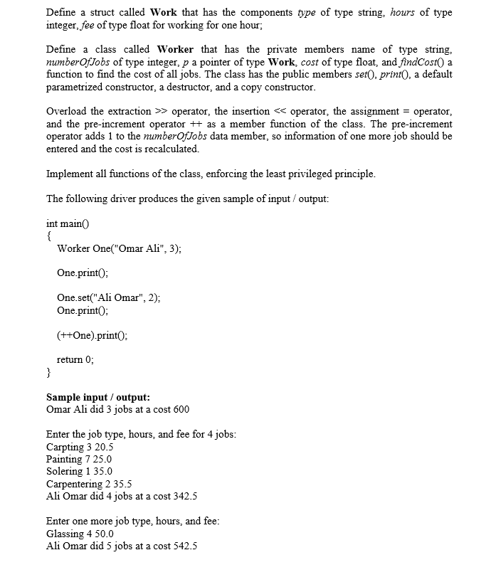Solved Define a struct called Work that has the components | Chegg.com
