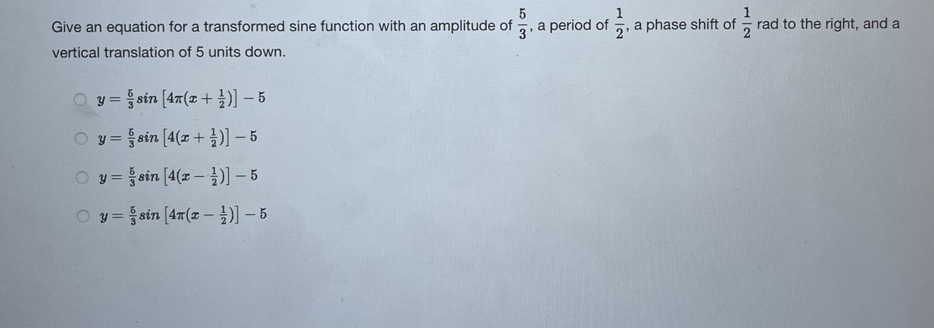 Solved Give an equation for a transformed sine function with | Chegg.com
