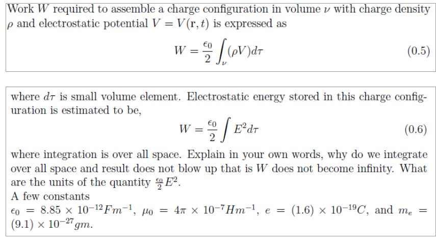 Solved Work W required to assemble a charge configuration in | Chegg.com