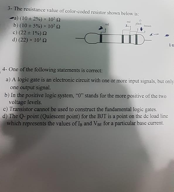 Solved red 3- The resistance value of color-coded resistor | Chegg.com