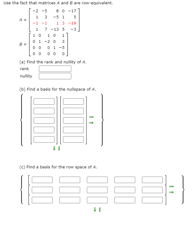 Solved Use the fact that matrices A and B are | Chegg.com
