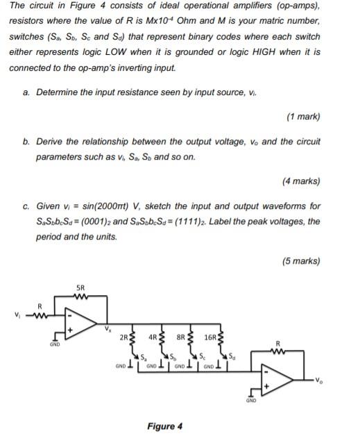 Solved The circuit in Figure 4 consists of ideal operational | Chegg.com
