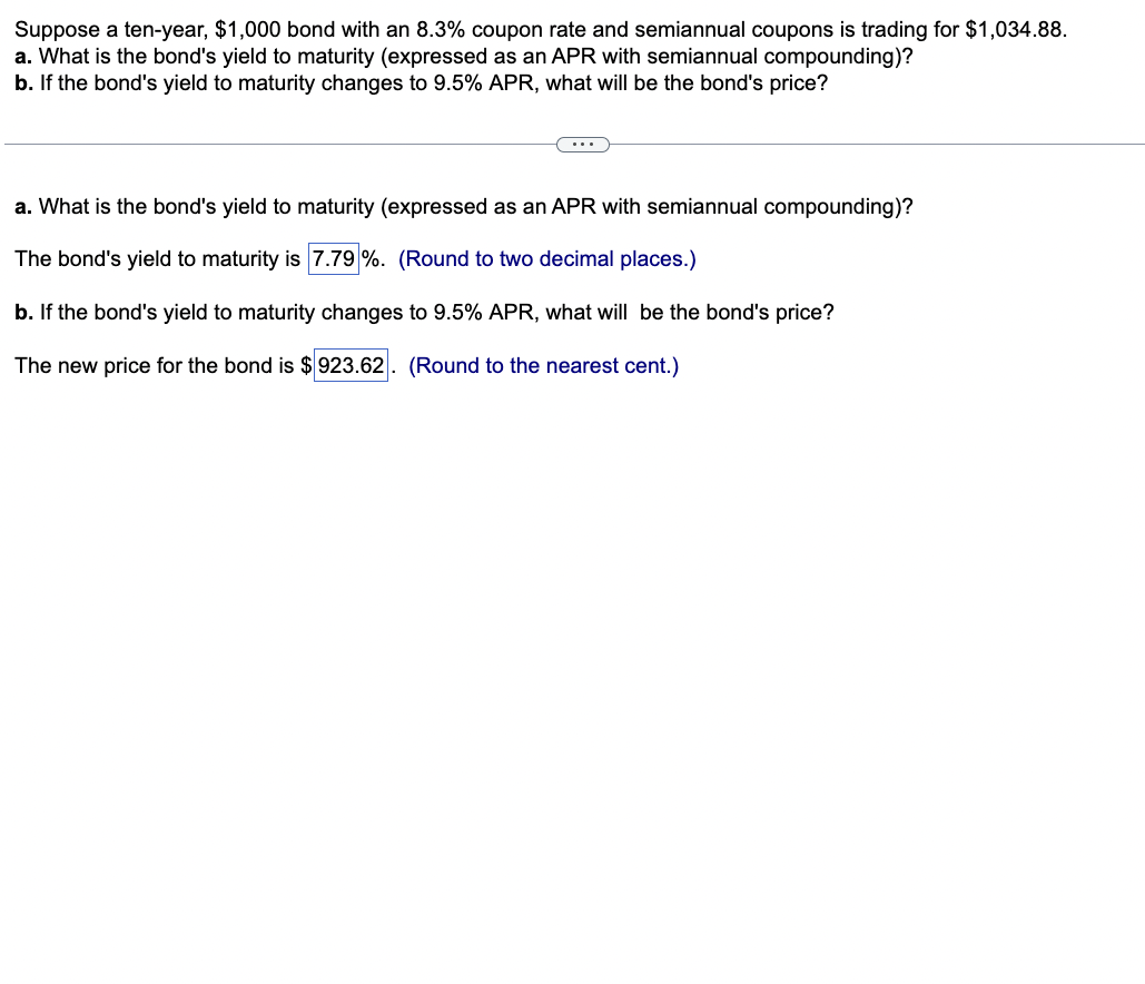 Solved Suppose a ten-year, $1,000 bond with an 8.3% coupon | Chegg.com