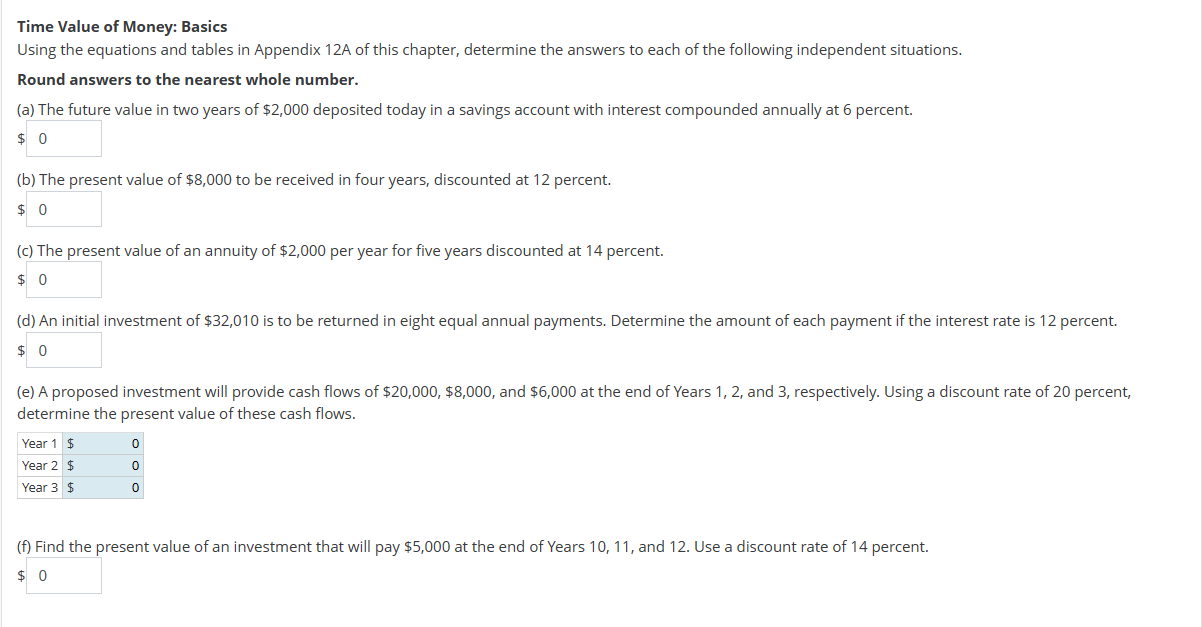 Solved Time Value of Money: Basics Using the equations and | Chegg.com
