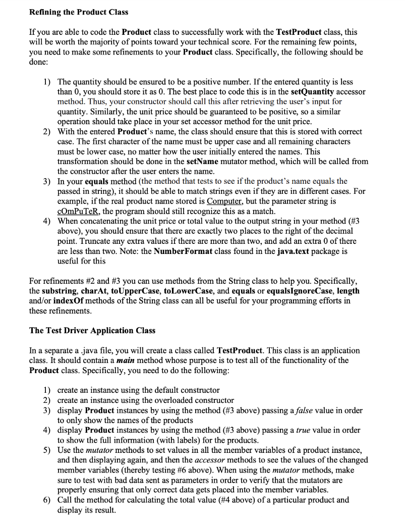 Solved Implementing and Testing a Product Class In this | Chegg.com