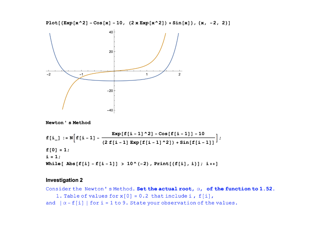Solved Plot[{Exp(x^2] - Cos[x] -10, (2 x Exp(x^2]) + | Chegg.com