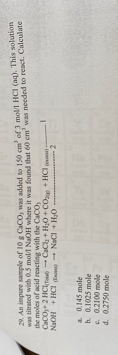 Solved 29. An impure sample of 10 gCaCO3 was added to 150 | Chegg.com