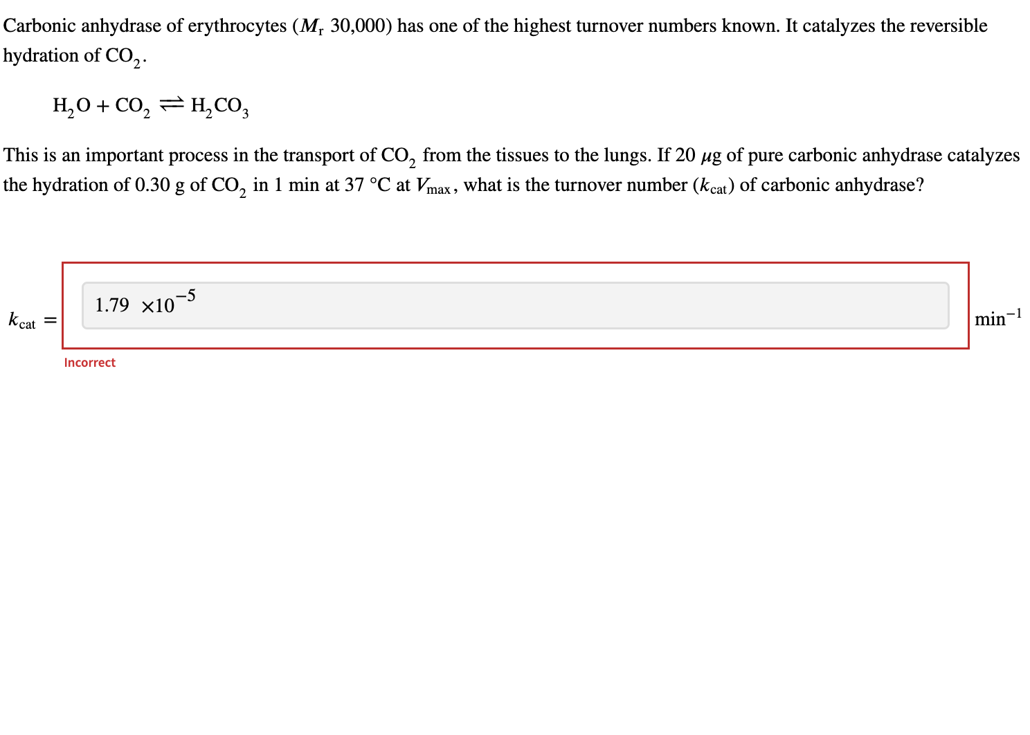 Solved Carbonic anhydrase of erythrocytes (Mr30,000) has one | Chegg.com