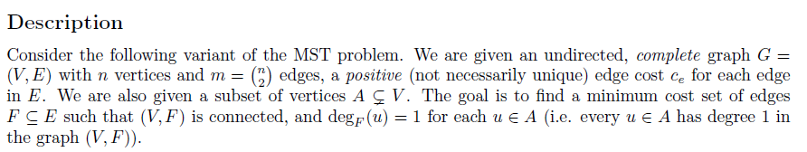 Solved Description Consider the following variant of the MST | Chegg.com