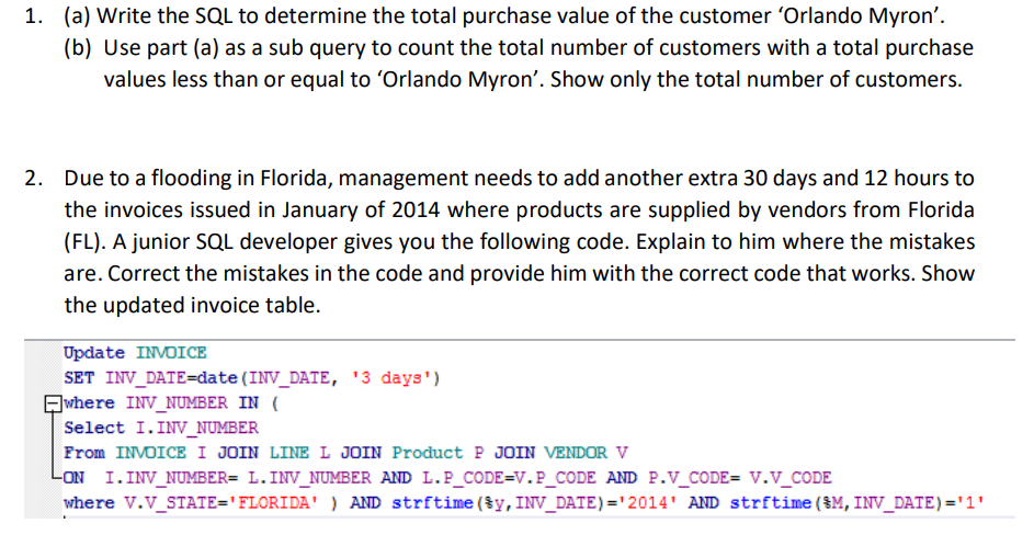 Solved The SaleCo7 database consists of 5 tables. "CUS_CODE" | Chegg.com